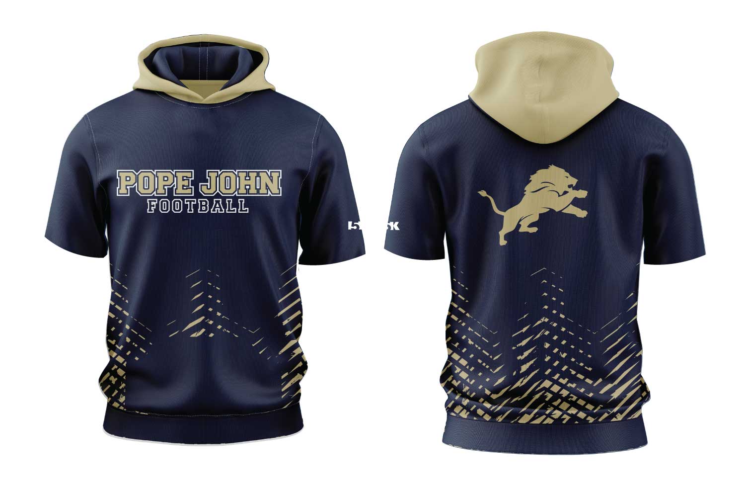 Pope John HS Football Sublimated Short Sleeve Hoodie