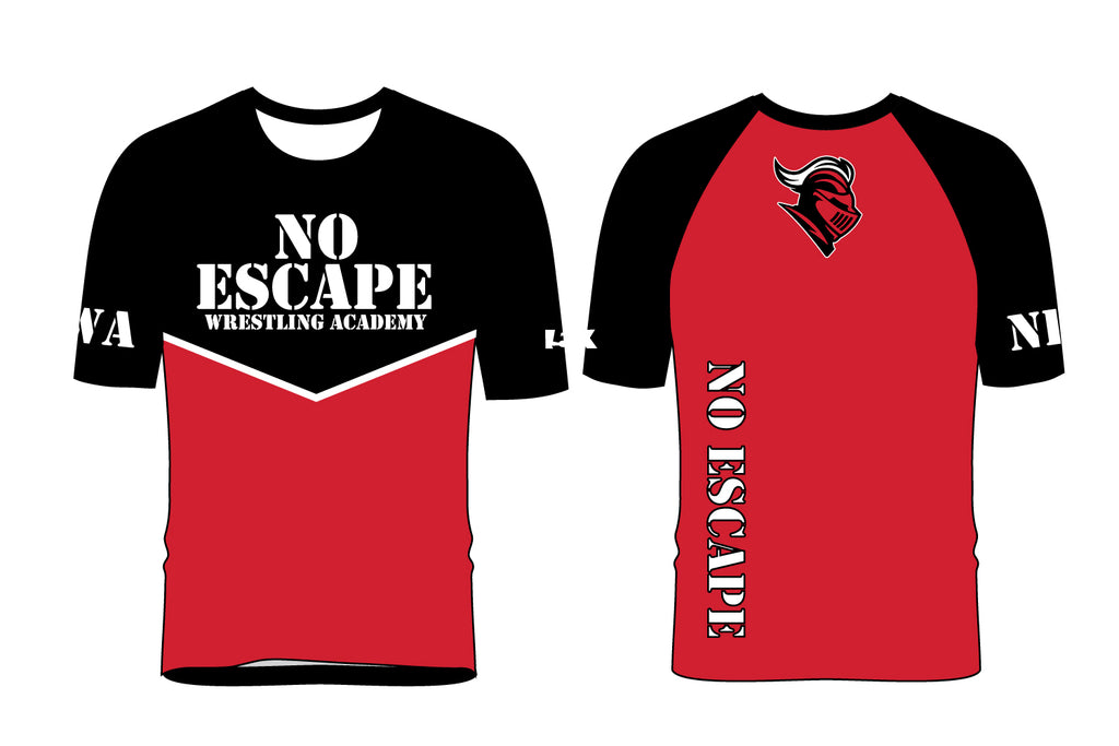 No-Escape-Wrestling-Academy-Sublimated-Fight-Shirt---Red-and-Black ...